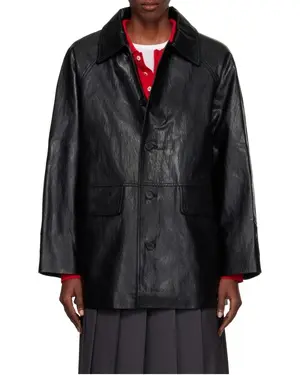 DUNST Button-down Collared Leather Jacket
