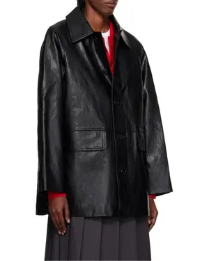 DUNST Button-down Collared Leather Jacket