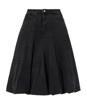 Sea Patchwork Denim Mid-length Skirt