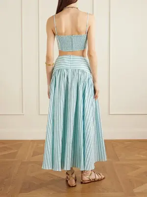 Staud Federico Cropped Striped Top - Blue