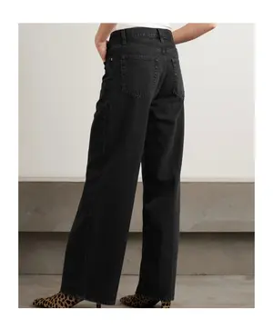 FRAME The Collegiate High-rise Wide-leg Jeans - Black