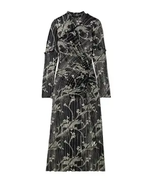 Sea Wrinkled Printed Mid-length Dress