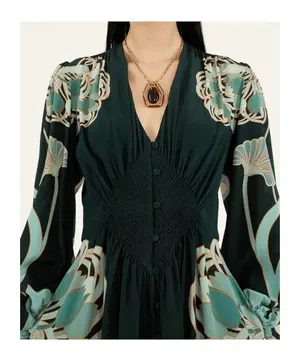 La DoubleJ Long Camerino Printed Maxi Dress - Black