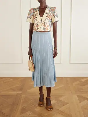 Zimmermann Aster Ribbed Metallic Midi Skirt - No