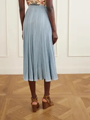 Zimmermann Aster Ribbed Metallic Midi Skirt - No