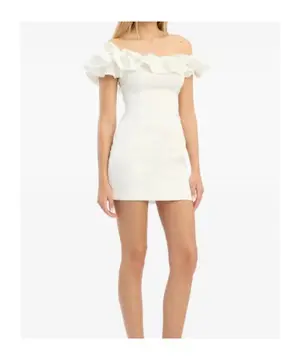 ROTATE BY BIRGER CHRISTENSEN Ruffled Off-shoulder Mini Dress - White
