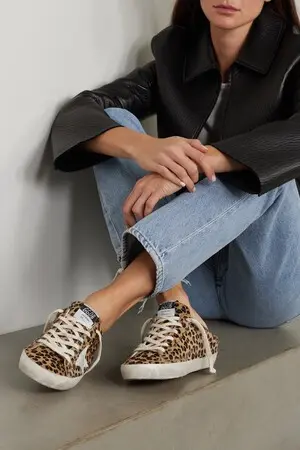 GOLDEN GOOSE Super-star Sabot Leopard-print Calf Hair Slip-on Sneakers
