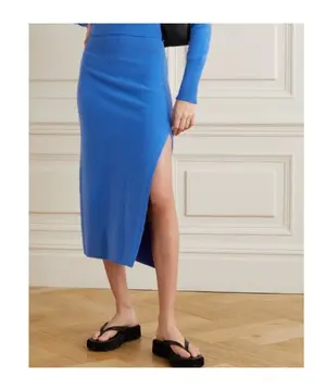 FRAME Elastic Waist Midi Skirt With Side Slit