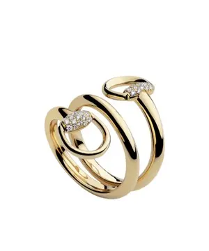 Gucci 18k Yellow Gold Horsebit Diamond Ring - Golden
