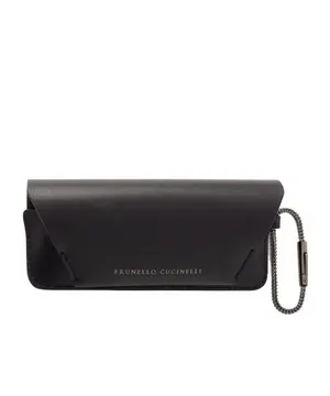 Brunello Cucinelli Leather Glasses Case - Black