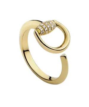 Gucci Horsebit Diamond 18k Open Ring - Golden