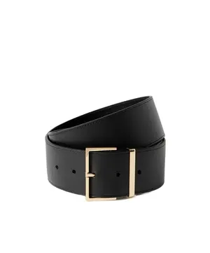 THE FRANKIE SHOP Evro Leather Belt With Gold-tone Buckle - Black