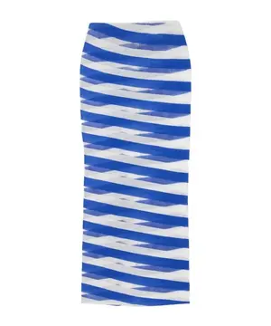 STELLA MCCARTNEY Striped Mesh-paneled Cotton-blend Midi Skirt