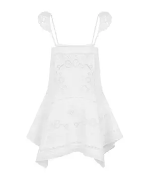 SELF-PORTRAIT Embroidered Handkerchief Hem Dress - White