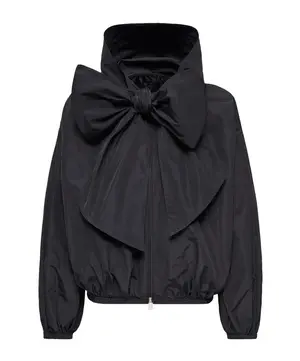 Moncler Pecher Taffeta Hooded Jacket With Bow Detail - Dark Blue