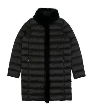 Max Mara Quilted Down Coat With Fur Trim - Black
