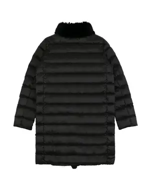 Max Mara Quilted Down Coat With Fur Trim - Black