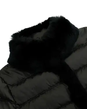 Max Mara Quilted Down Coat With Fur Trim - Black