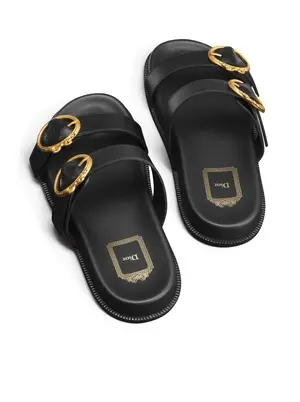 Dior Round Toe Flat Sandals With Buckle Detailing