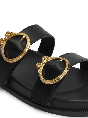 Dior Round Toe Flat Sandals With Buckle Detailing