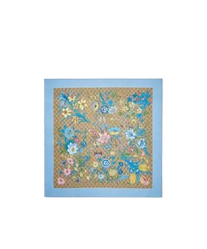 Gucci Printed GG Silk Twill Carré Blue