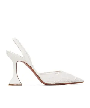 Amina Muaddi Holli Lace Sling 95 Pointed-toe High-heeled Sandals - Ivory