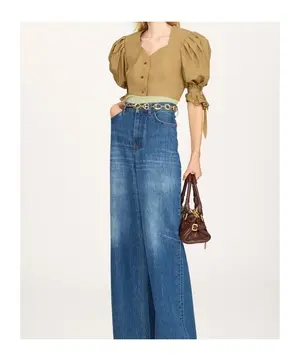 Chloé Cropped Puff-sleeve Top With Tie Cuffs