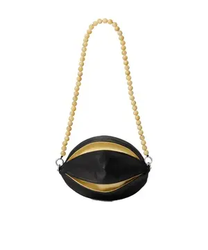 LEMAIRE Balloon Beaded Clutch Bag - Black/macadamia Nut