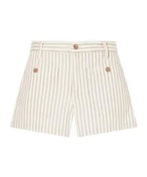 FRAME The Cruise Striped Cotton Denim Shorts - Beige
