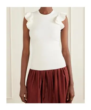 Zimmermann Aster Frill Racer Ribbed-knit Tank - No