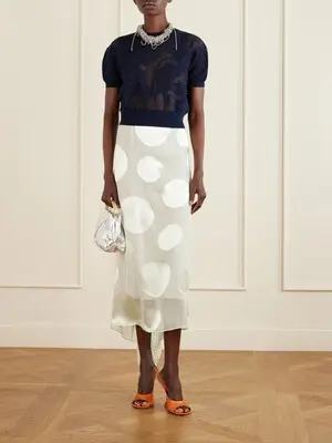 Dries Van Noten Asymmetric Polka Dot Maxi Skirt