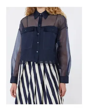 Max Mara Sheer Layered Shirt - Blue