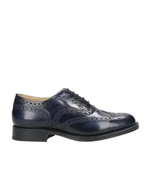 Church's Navy Blue Perforated Detail Leather Dress Shoes