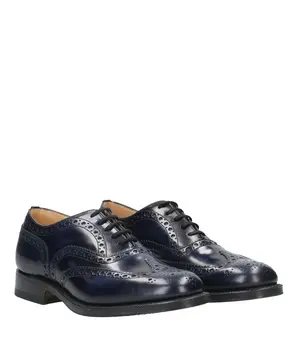 Church's Navy Blue Perforated Detail Leather Dress Shoes