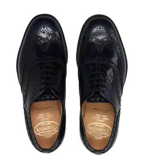 Church's Navy Blue Perforated Detail Leather Dress Shoes