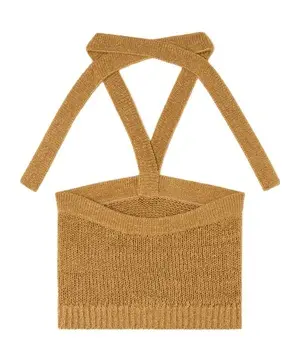 Alanui Halter Neck Knit Top With Embellishment - Brown