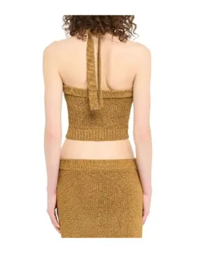 Alanui Halter Neck Knit Top With Embellishment - Brown