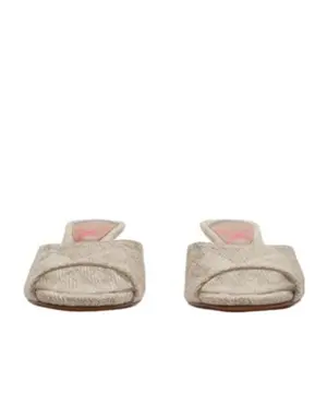Burberry Checked Slip-on Mules With Kitten Heel - Beige