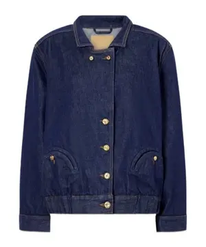 BLAZÉ MILANO Denim Bomber Jacket With Smiley Pockets