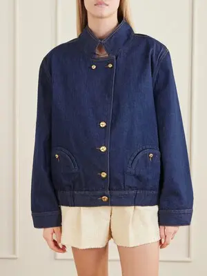 BLAZÉ MILANO Denim Bomber Jacket With Smiley Pockets