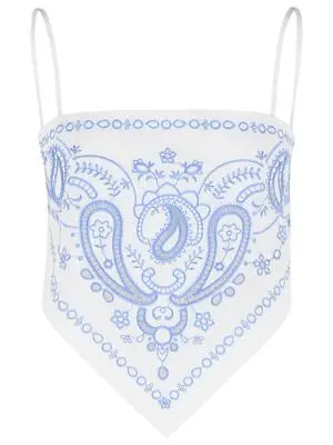 SELF-PORTRAIT Embroidered Top - White/blue