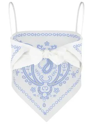 SELF-PORTRAIT Embroidered Paisley Bandana Top