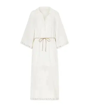 Zimmermann Indra Embroidered Belted Ramie Maxi Dress - White