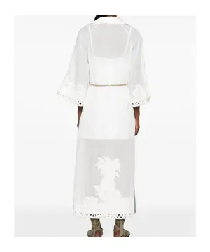 Zimmermann Indra Embroidered Belted Ramie Maxi Dress - White