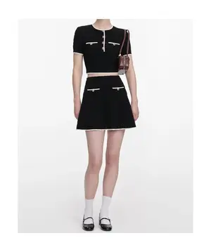 SELF-PORTRAIT Faux-pockets Braided Mini Skirt