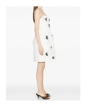 SHUSHU/TONG Floral Appliqué Strapless Mini Dress