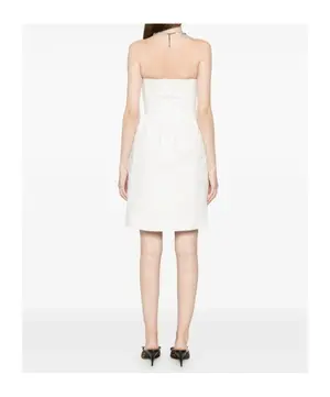 SHUSHU/TONG Floral Appliqué Strapless Mini Dress