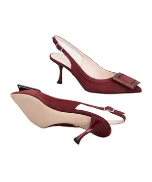 ROGER VIVIER Viv In The City' Suede Slingback Pumps - Red