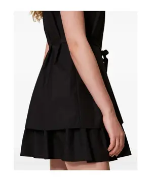 TWINSET Sleeveless Round Neck Layered Dress With Buckle Detail