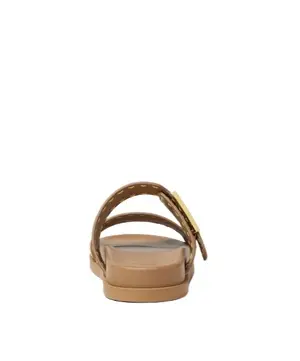 Fendi Double-band Slides With Ff Baguette Buckle - Brown